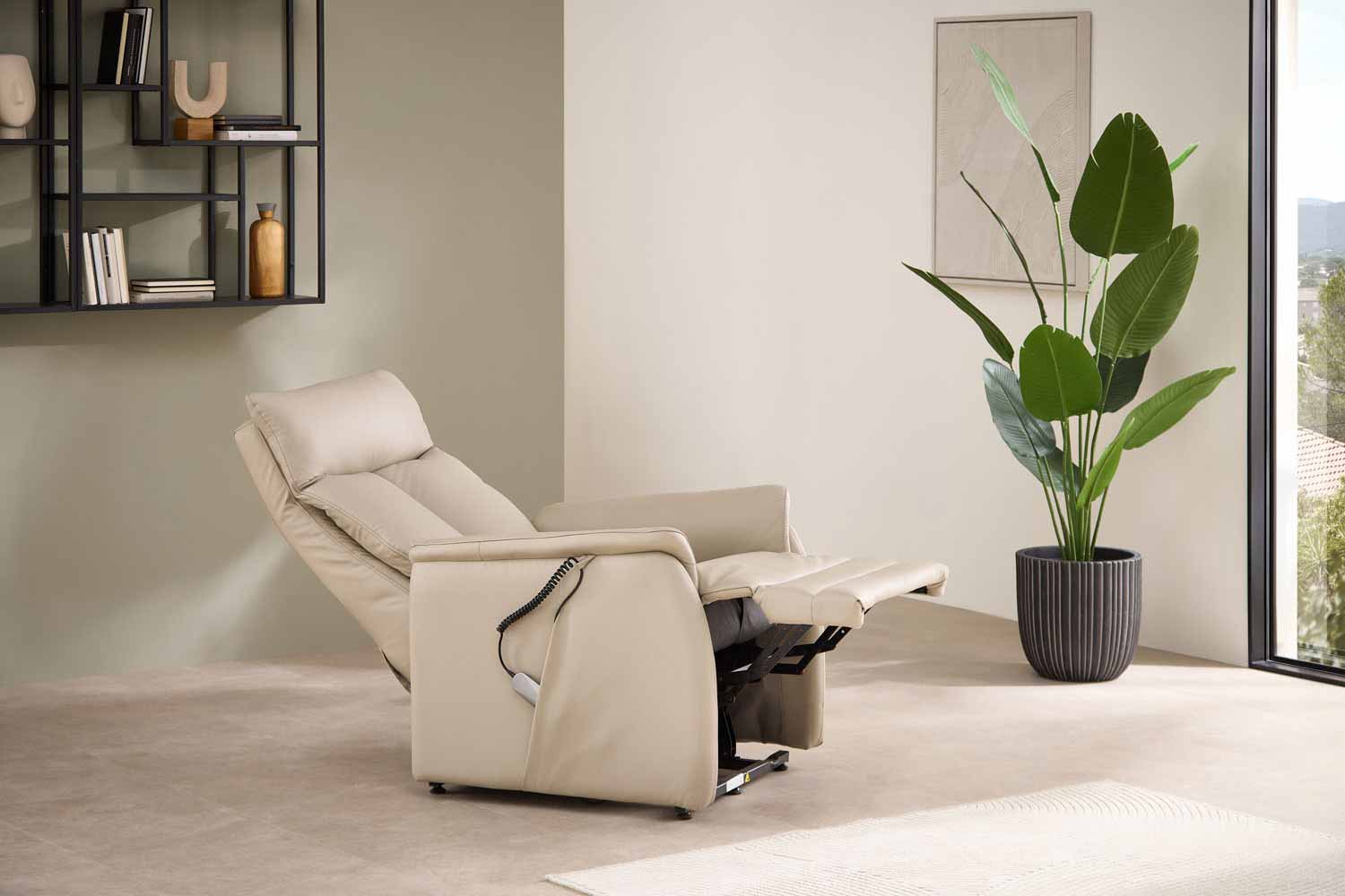 Relaxsessel mit 2-motoren Relaxfunktion und Aufstehhilfe Leder
