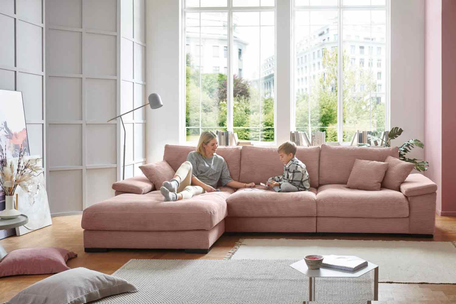 Cord Ecksofa L-Form Rosa » links